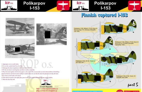 Ropos Models MNFDL72020 Polikarpov I-153 - Finnish captured I-153