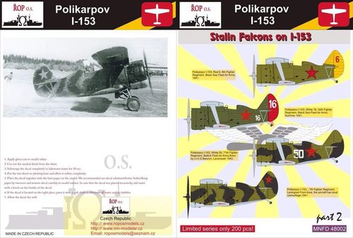 Ropos Models MNFDL48002 Polikarpov I-153 - Stalin's Falcons on I-153