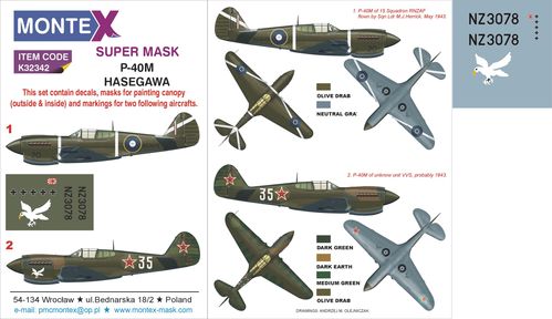 Montex K32342 P-40M Hasegawa