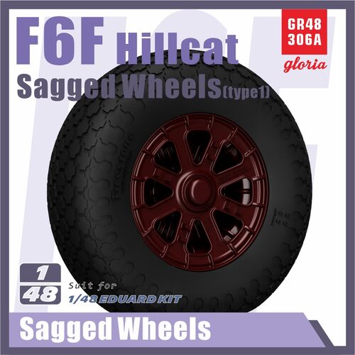 Gloria Model GR48306A F6F Hellcat Sagged Wheels (Type 1) (Eduard)