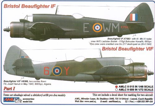 AML C8015 Bristol Beaufighter Decals Part 1