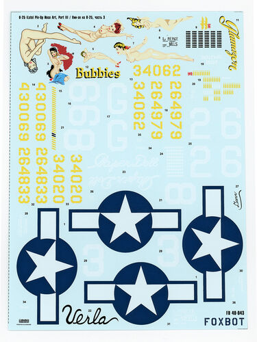 FOXBOT 48-043A North American B-25G/H/J Mitchell (Late) "Pin-Up Nose Art" Part 3 (Stencils Not Included)