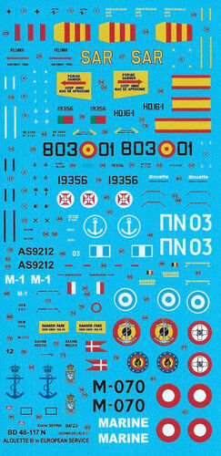 Berna Decals 48117N Sud Aviation Alouette III - European Air Forces
