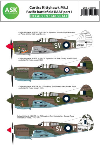 Art Scale Kit D48006 Curtiss Kittyhawk Mk.I Pacific battlefield RAAF part I