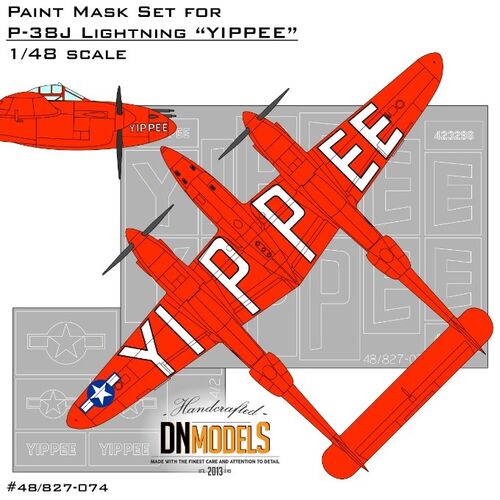 DN Models 48-827-074 Yippee P-38J Lightning Paint Mask Set - Anniversary 5000th P-38 Produced