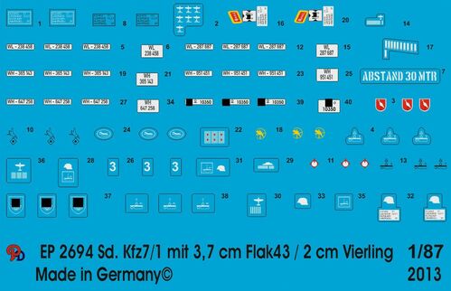 Peddinghaus-Decals 2694 Sd. Kfz 7-1 8 ton Half-Track With 2 cm Quad And 3,7 cm Anti Aircraft Gun