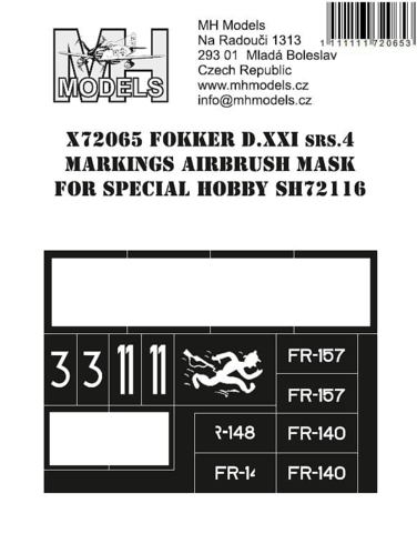 MH Models X72065 Fokker D.XXI srs.4 markings