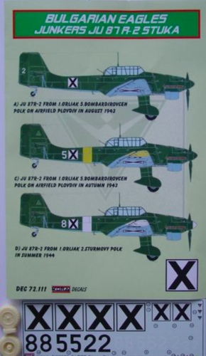Kora Models Dec72111 Junkers Ju 87R-2 Bulgaria