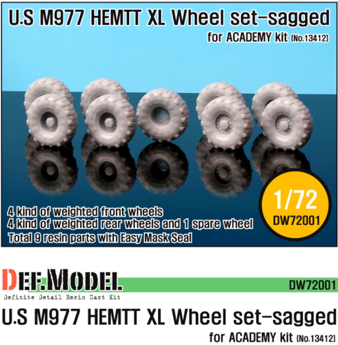 DEF Model DW72001 M977 HEMTT "XL" Sagged Wheel set (for Academy 1/72)