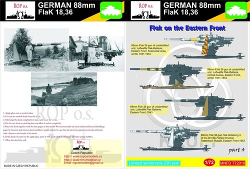 Ropos Models MNFDT72010 German 88mm Flak 18,36 - Flak on the Eastern Front