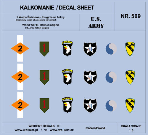 Weikert Decals DEC509 US ARMY - Insygnia na hełmy - część 2