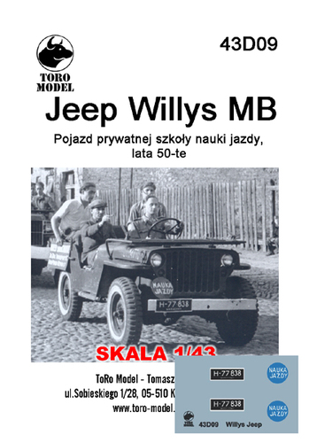 Toro Model 43D09 Jeep Willys MB - Pojazd prywatnej szkoły nauki jazdy, lata 50-te