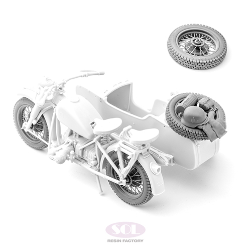 SOLMODEL MM704 Greman WWII BMW R75 with Sidecar - Tire Set