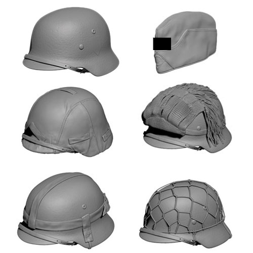 SOLMODEL MM475 German WWII Helmets and Side Cap (3D-Printed)