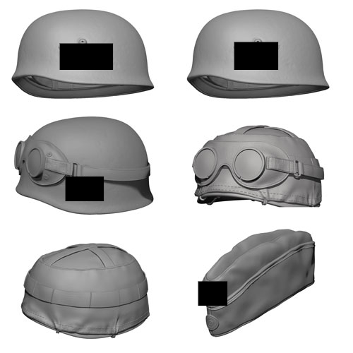 SOLMODEL MM479 German WWII Paratrooper Helmets and Side Cap (3D-Printed)