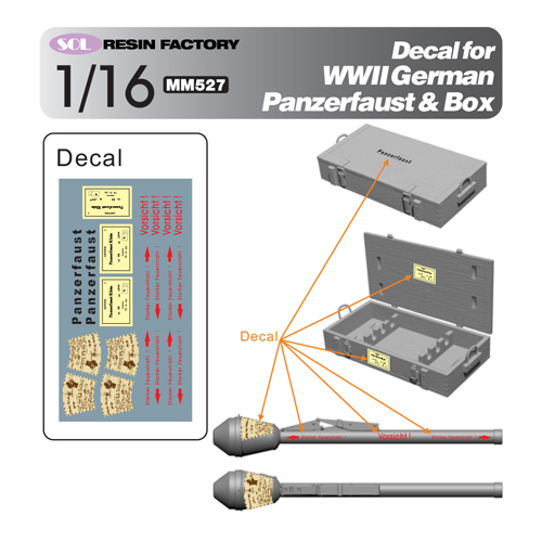 SOLMODEL MM527 Decal for German WWII Panzerfaust & Box