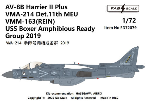 Fab Scale FD72079 McDonnell Douglas AV-8 B+ Harrier - VMA-214 Det.11th MEU (2019)