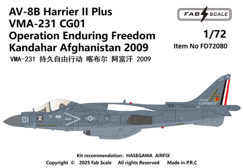 Fab Scale FD72080 McDonnell Douglas AV-8 B+ Harrier - VMA-231 Afghanistan (2009)
