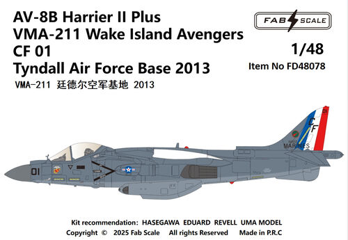 Fab Scale FD48078 McDonnell Douglas AV-8 B+ Harrier - VMA-211 2013