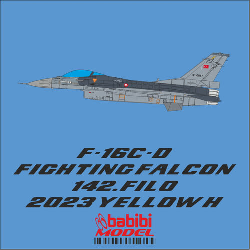 Babibi Models 01384 Lockheed-Martin F-16 C/D Fighting Falcon - 142 Sqn 2023 New Tail Yellow Horn Decal Set