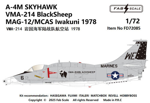 Fab Scale FD72085 Douglas A-4 M Skyhawk - VMA-214 Black Sheep MAG-12/MCAS Iwakuni (1978)