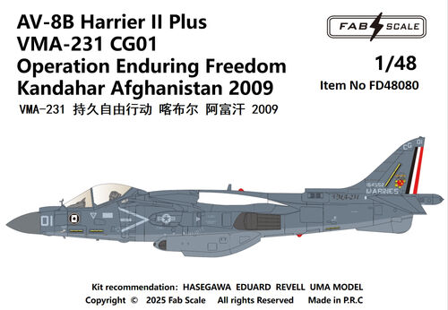 Fab Scale FD48080 McDonnell Douglas AV-8 B+ Harrier - VMA-231 Afghanistan (2009)
