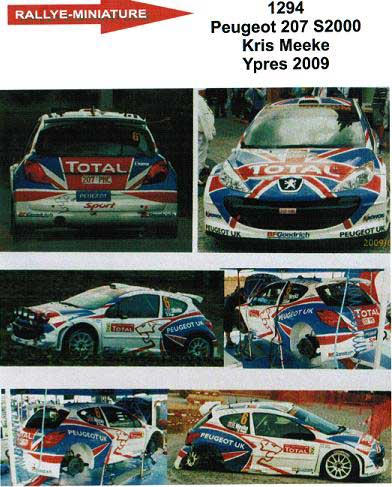 Rallye Miniature D41294 Peugeot 207 S2000 - Ypres 2009 Meeke