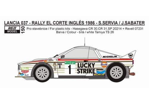 Rejimodel 150 Lancia 037 - Corte Ingles 1986 Servia Lucky Strike (for Hasegawa and Revell Kits)