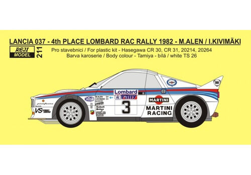 Rejimodel 211 Lancia 037 - RAC 1982 Alen Martini (for Hasegawa Kits)