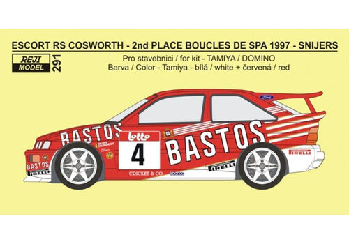 Rejimodel 291 Ford Escort RS Cosworth - Boucles De Spa 1997 Snijers (Transkit / for Tamiya and Domino Kits)