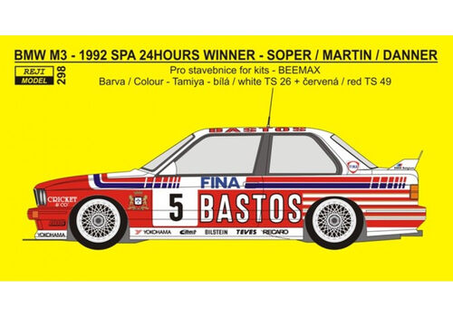 Rejimodel 298 BMW M3 - SPA 1992 Soper Martin Danner (for Beemax Kits)