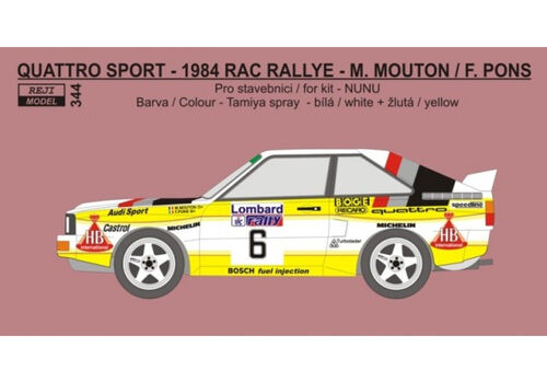 Rejimodel 344 Audi Quattro Sport - 1984 RAC Rallye Mouton/ Pons (for NuNu Kits)