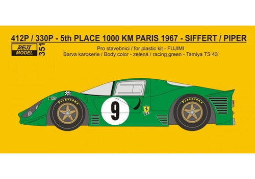 Rejimodel 351 Ferrari 412P (330P) - 1967 10000 km Paris - Siffert / Piper (for Fujimi Kits)
