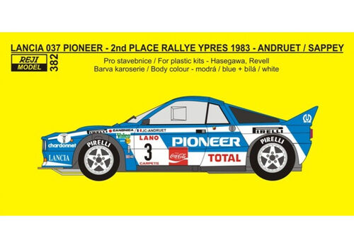 Rejimodel 382 Lancia 037 - "Pioneer" Rallye Ypres 1983 Andruet / Sappey (Transkit / for Hasegawa and Revell Kits)
