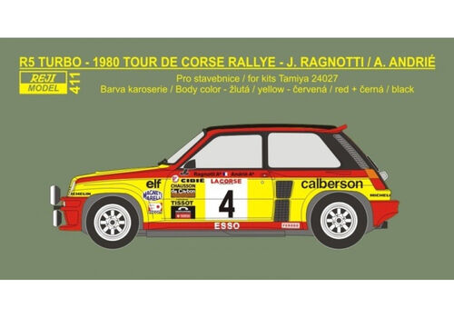 Rejimodel 411 Renault 5 Turbo - 1980 Tour De Corse / Ragnotti (Transkit / far Tamiya 24027 Kit)