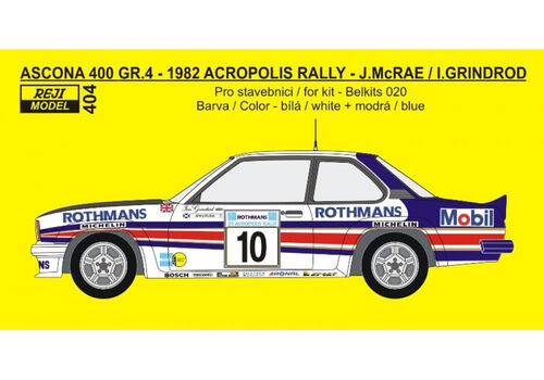 Rejimodel 404 Opel Ascona 400 - 1982 Acropolis Rally - J.McRae / I.Grindrod (for Belkits Kits)