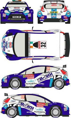 Racing Decals RD24-004 Ford Fiesta S2000 32 Rally Montecarlo 2012 (for Belkits Kits)