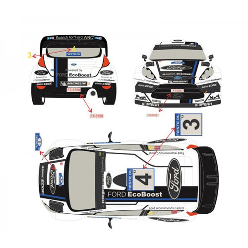 Racing Decals RD24-005 Ford Fiesta WRC 3 / 4 Rally Neste Oil Finland 2012 (for Belkits Kits)