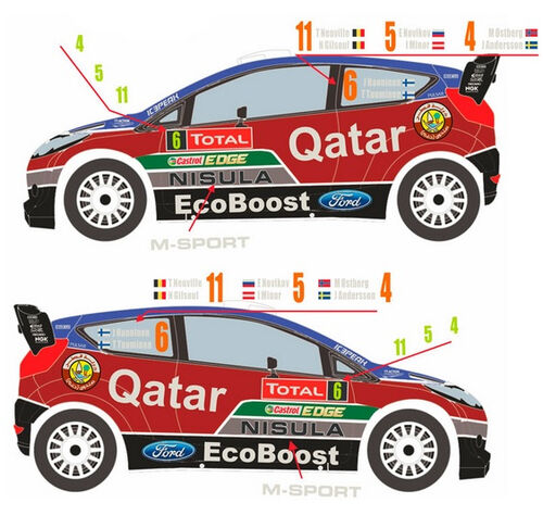 Racing Decals RD24-009 Ford Fiesta WRC - No.4 /No. 5 / No. 6 and No.11 Monte Carlo Rally (for Belkits Kits)