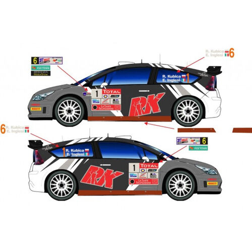 Racing Decals RDR-021 Citroen C4 WRC - No.1 / No.6 Rally Du Var 2012 / Rally Di Como 2012