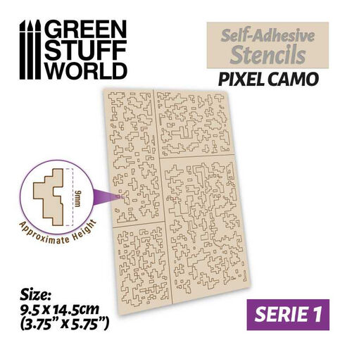 Green Stuff World 10936 Self-Adhesive Stencils - Pixel Camo