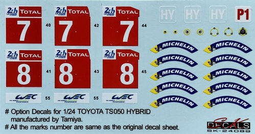 SK Decals 24089 Toyota TS050 - Le Mans Option Decal (for Tamiya Kits)