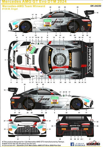 SK Decals 24220 Mercedes AMG GT EVO - DTM 2024 Mercedes-AMG Team Winward No.130 M.Engel (for Tamiya Kits)