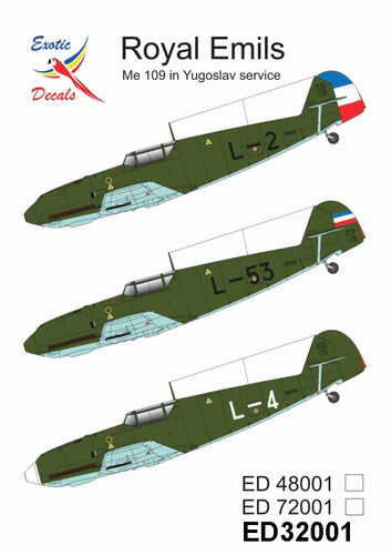 Exotic Decals 32001 Royal Emils Me-109 in Yugoslav Service