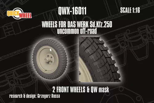 Quick Wheel QWX16011 Sd.Kfz. 250 Uncommon Off-Road 2 Front Wheels (for Das Werk Kits)
