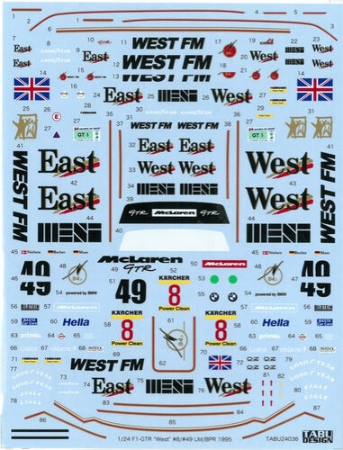 Tabu Design 24036 McLaren F1 GTR - Yellow No.76 JGTC 2002 Decal Set (for Fujimi Kits)