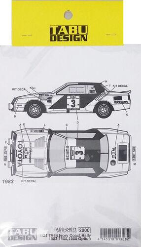 Tabu Design 24071 Toyota Celica TA64 - Ivory Coast Rally 1983 / 1985 and1986 Option (for Aoshima Kits)