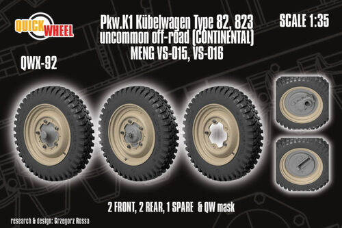 Quick Wheel QWX92 Pkw. K1 Kubelwagen Type 82 - 823 Uncommon Off-Road (Continental) (for Meng Kits)