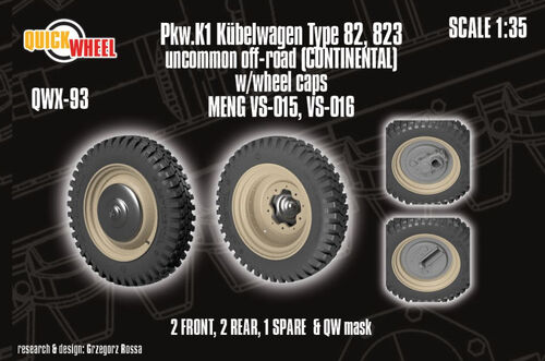 Quick Wheel QWX93 Pkw. K1 Kubelwagen Type 82 - 823 Uncommon Off-Road (Continental) (for Meng Kits)