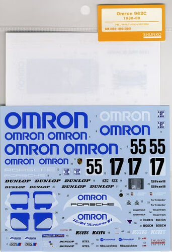 Shunko Models D199 Porsche 962C Omron 1988-1989 - Decals Set